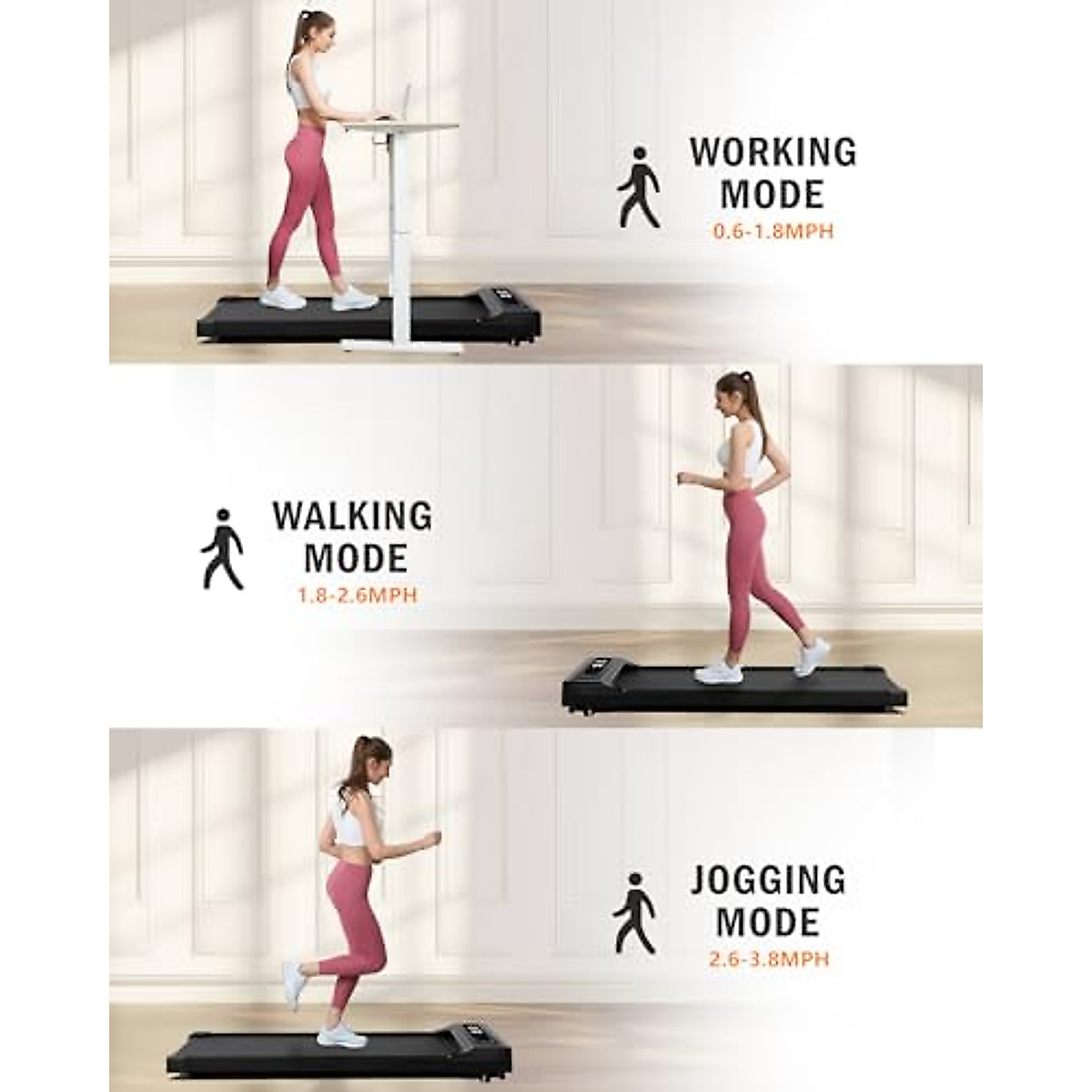 Walking Pad Treadmill Under Desk,Walking Pad with Incline for Office Home,265 lbs Capacity Portable Mini Treadmill, 2.5HP 2 in 1 Walking Jogging with Remote Control, LED Display