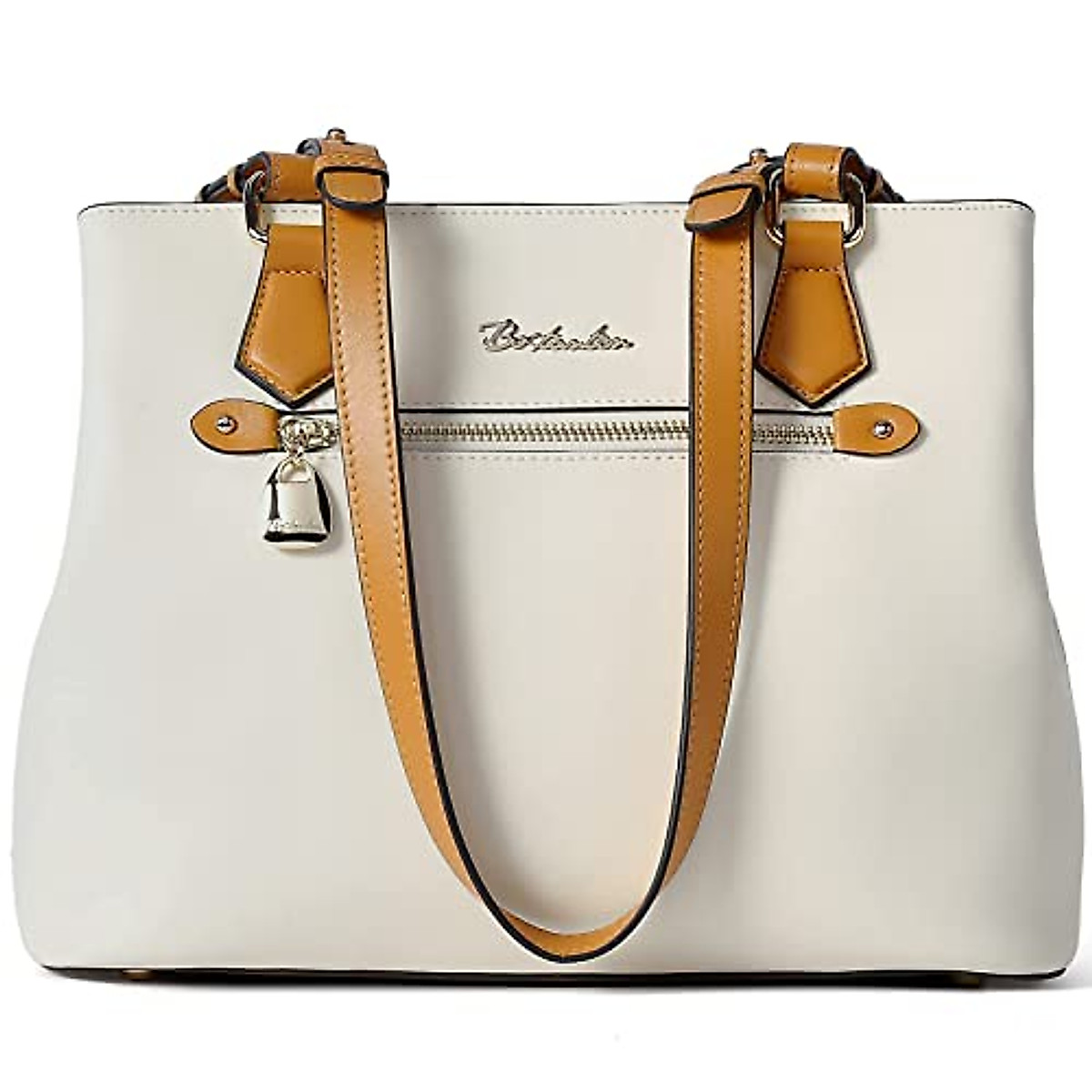 BOSTANTEN Women Handbag Genuine Leather Soft Designer Top Handle Purses Bundle with Women Leather Wallet RFID Blocking Small Bifold Wallet