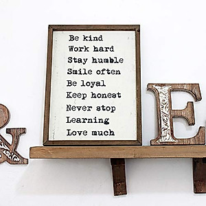 Wartter 11.8 x 15.8 inches Rustic Wood Framed Wall Decor Signs Farmhouse Wall Hanging Art - Be Kind, Stay Humble,Smile Often.