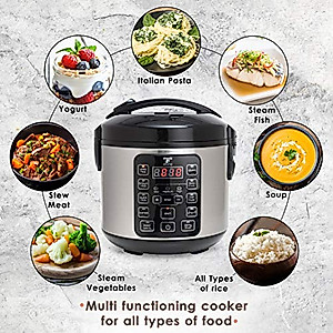 Moss & Stone Electric Multicooker Digital Rice Cooker Small 4-8 Cup 10 Pre-Programmed Settings Brown & White Rice / Food Steamer, Slow Cooker Electric Cooker With Steamer For Vegetables, Nonstick Pot Stainless Steel Rice Cooker
