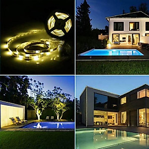 Fawcotu LED Strip Light,Waterproof Ribbon Solar Powered Christmas Fairy Light for Garden Home Decor,Cuttable(Warm White,Size:1m)