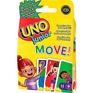 Mattel Games ​UNO Junior Move! Card Game for Kids with Active Play, Simple Rules, 3 Levels of Play and Matching