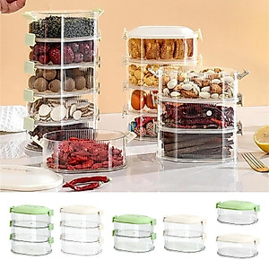 Multi Layered Seasoning Storage Box Food Storage Containers with Lids Airtight Containers Plastic for Organizing Pantry for Organizing Fruits, Vegetables, Lunches (White, Three layers)