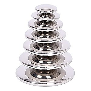 TickiT Sensory Reflective Silver Buttons - Set of 7 - Mirrored Discs for Babies and Toddlers Aged 0+ – Stainless-Steel, Sensory Stacking Pebbles - Stunning Nursery Decor