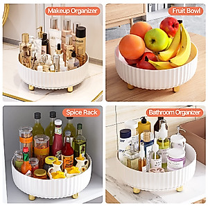 Saclsocs 2-Pack Makeup Organizer for Dresser, Perfume Tray, Hair Product Organizer, Lotion Organizer, 360 Degree Rotating Lazy Susan Cosmetic Storage, One-Tier, White