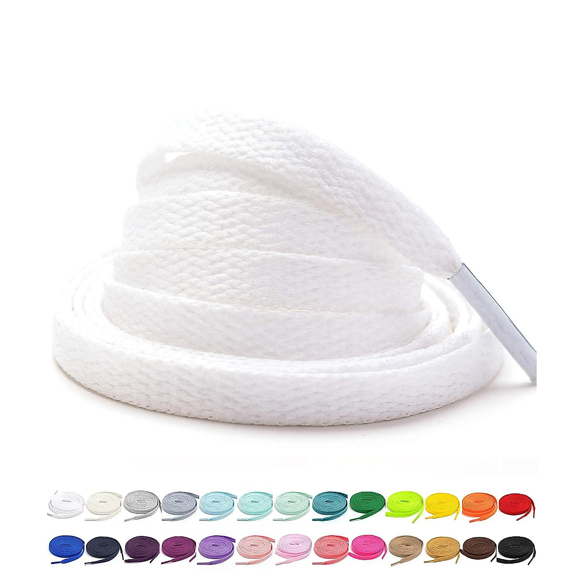 Stepace [2 Pairs Flat Shoe Laces for Sneakers 5/16 Width 30-72 Length 26 Color Shoelaces White 54(137 cm)