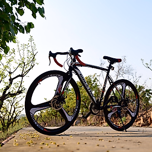 EUROBIKE Road Bike,21 Speed Bicycle with Disc Brake,700C Wheels Road Bikes for Men or Women,49cm/54cm Frame for Adult Cycling Bicycle…(3 Spoke Wheel, 54cm)