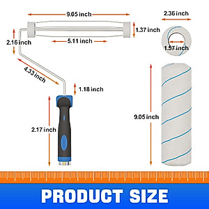 Paint Roller, 4ft Adjustable Handle Painting Rollers for Wall, 9 Inch Width Frame Roller Brush with Stainless Steel Pole, Home Painting Supplies for Painting Walls and Ceilings