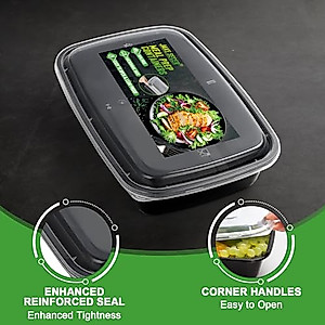 jake.secer 38oz Meal Prep Containers Reusable, 50 Pack Extra-Thick Disposable Storage Containers with Lids, Bpa-Free To Go Food Container, Plastic Take Out Lunch Containers, Microwave, Freezer Safe
