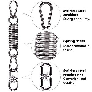WAREMAID Hammock Chair Hanging Kit Swing Spring Hardware, Heavy Duty Suspension Swivel Hanger Hook for Punching Bags, Heavy Bag, Hanging Chair, Swing Seat, Rocking Seat, Porch Swing, Garden, 550 LB