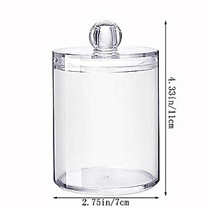 AXX Qtip Dispenser Apothecary Jars Bathroom - Qtip Holder Storage Canister Clear Plastic Jar for Cotton Ball,Cotton Swab,Q-Tips,Cotton Rounds