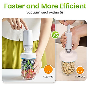 Mason Jar Vacuum Sealer, Morpilot Electric Mason Jar Sealer Kit, Food Saver Jar Sealer Attachment for Wide & Regular Mouth, Compatible with FoodSaver Vacuum Canning Sealer Machine, Include Vacuum Pump
