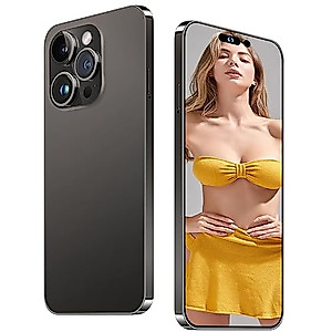 RAYPUR Unlocked Cheap Smart Phone for i15 Ultra, Android 5G Global Version Mobile Phones, 7.3Inch Incell HD Capsule Screen, Support Face Recognition,Black-1TB