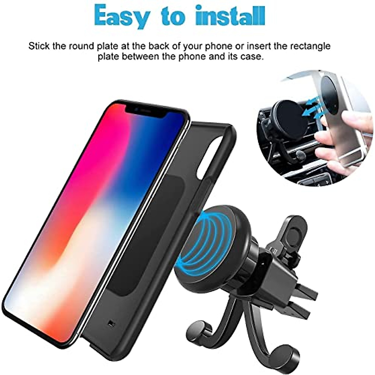 Air Vent Phone Holder, Magnetic Car Mount Phone Holder Cradle for iPhone 13/13 Pro/13 Pro Max/13 Mni/12/Mini/Pro Max/11/11 Pro/XR/ X/8 Galaxy S10/S9/S8/S7/S6/S5, LG and More