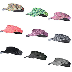 P.D.Creek Ultralight Sun Visor Hat Stretchy Non-Slip Sweatband, Elastic Sun Cap for Outdoor Sports, Running Black&grey One Size