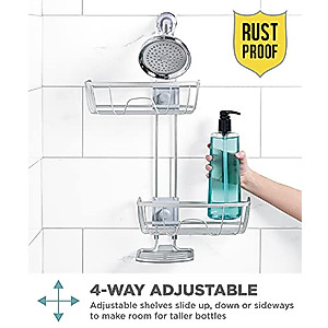 Zenna Home NeverRust Aluminum Adjustable Hanging Shower Caddy, Satin Chrome
