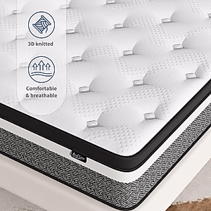 Bednew Queen Mattress, 14 Inch Hybrid Mattress with Gel Memory Foam & Individual Pocket Springs, Queen Size Bed Mattress in a Box, Pressure Relief & Motion Isolation, Medium Firm Mattress