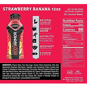 BODYARMOR Sports Drink Variety Pack, Coconut Water Hydration, Natural Flavors w Vitamins, Potassium Packed Electrolytes For Athletes, Strawberry Banana, Blue Raspberry, Orange Mango, 12 Oz - 24 pack