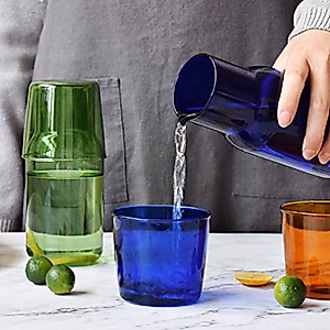 YARNOW 500ml Water Carafe Set Hot Cold Water Milk Beverage Pitcher with Matching Glasses Drinking Water Bottle Kettle for Bedroom Home Restaurant Supplies Green