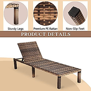 MAGIC UNION 2-Pack Outdoor Chairs Patio Adjustable Wicker Chaise Lounge with Cushions Patio Seating Beach Chairs Chaise Lounge Chairs for Outside Pool Patio Chair Lawn Chairs Set of 2