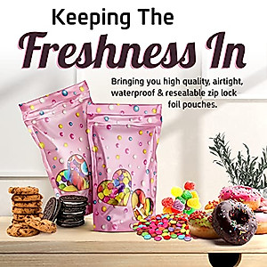 Resealable Standup Bags 5X8 inches. 100 Pk – Airtight, Waterproof, Zip Lock Seal and/or Heat Seal - Opaque Foil Pouch - Food Grade Bags For long shelf-life Storage (Large, candy)