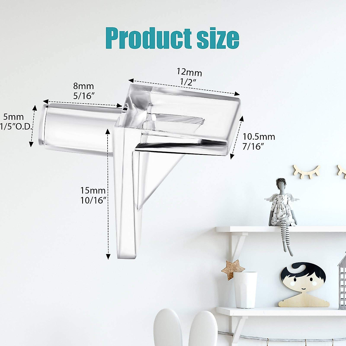 125 Pieces 5 mm Clear Plastic Shelf Support Pegs Holder for Cabinet Furniture Shelf Pin Bookshelf Bracket Easy to Install Nail