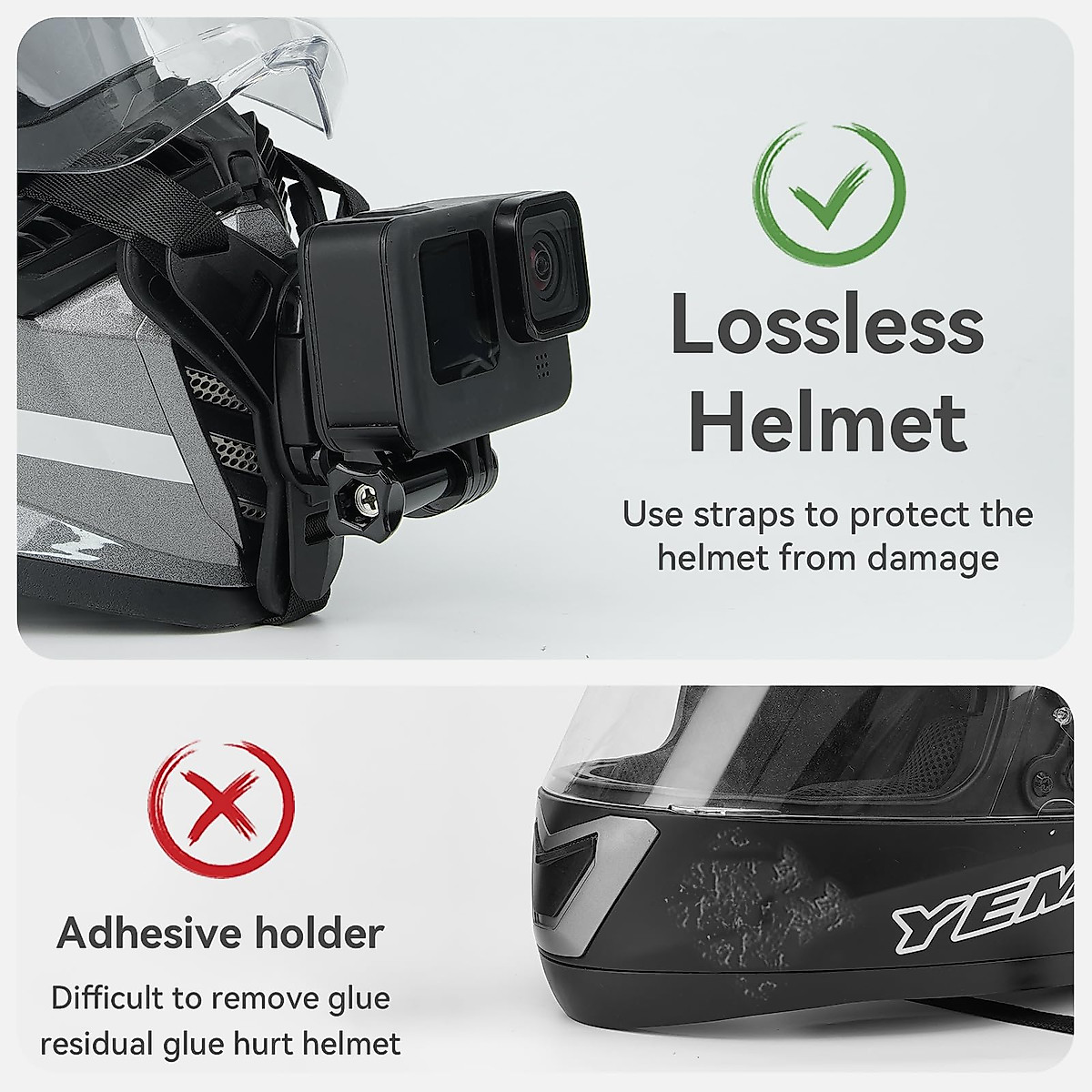 Adaptom Helmet Mount for GoPro, Motorcycle Chin Strap Attachment with Extension J Hook Dirt Bike Holder Mounting Accessories for Go Pro Max Hero 12 11 10 9 8 7 Insta360 X3 GO3 DJI Action 3 4 Camera
