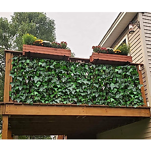 GLANT Expandable Fence Privacy Screen for Balcony Patio Outdoor,Decorative Faux Ivy Fencing Panel,Artificial Hedges (Single Sided Leaves) (1, Green-Ivy)