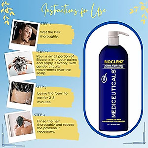 Mediceuticals Bioclenz Shampoo - Anti-Shedding Shampoo for Women and Men - Shampoo for Hair Loss Due to Telogen Effluvium - Postpartum Hair loss Shampoo - For Normal Hair and Scalp 33.8 oz (1L)