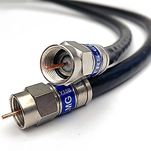 PHAT SATELLITE INTL | Quad Shield Solid Copper 3GHZ RG-6 Coax Cable, 75 Ohm Satellite TV Approved Cable, Anti-Corrosion Brass RG6 Fittings, Assembled in USA (3ft, Black)