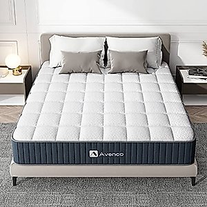 Avenco Full Mattress, 10 Inch Medium Firm Innerspring Mattress, Full Size Hybrid Mattress in a Box with Anti-Pilling Fabric, Pain Relief, CertiPUR-US, 10 Years Support