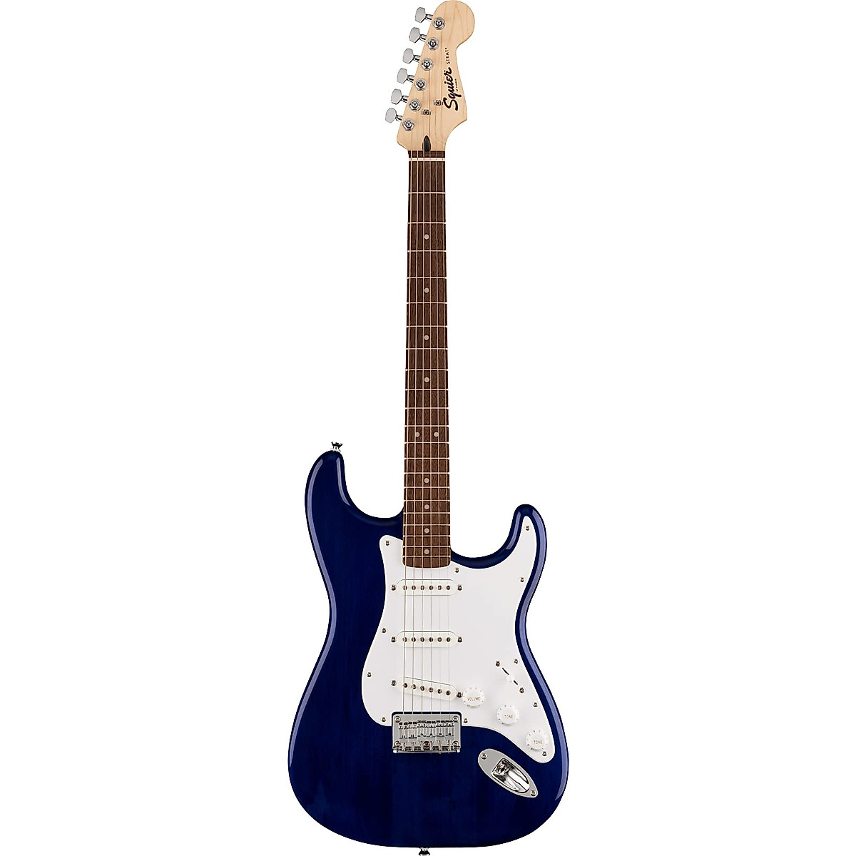 Fender Stratocaster HT, White Pickguard - Transparent Blue Bundle with Frontman 10G Amplifier, Instrument Cable, Gig Bag, Strap, Picks, and Austin Bazaar Instructional DVD