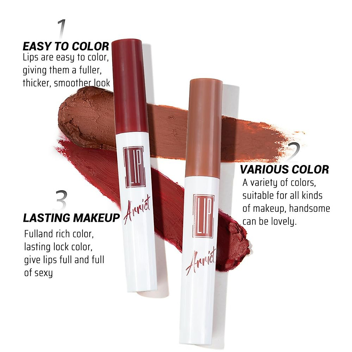 evpct 6Pcs Matte Liquid Lipstick Lip Stain Set Dark Red Nude Beige Brown Orange Mauve Purple Stay on Matte Waterproof Long Lasting Lipstick labiales mate 24 horas originales labial permanente 02