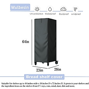 Wulbesin Bread Rack Cover,23"x28"x64" Pan Rack Cover, Bread rack dust cover with zipper, high density waterproof oxford cloth material