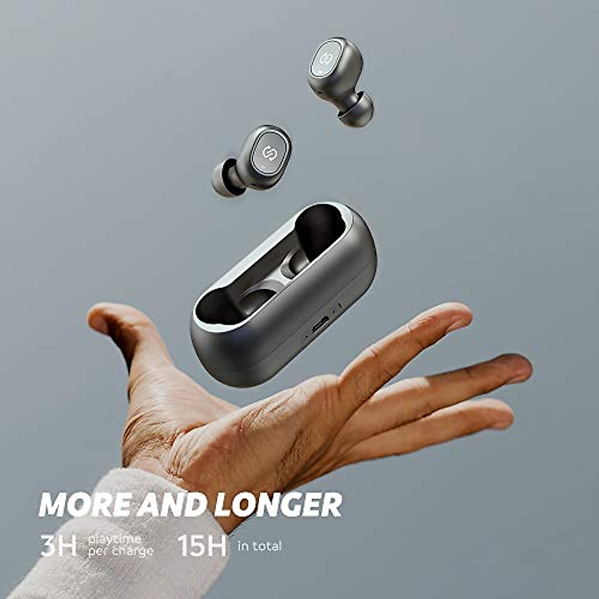 SoundPEATS TrueFree True Wireless Earbuds Bluetooth 5.0 in-Ear Stereo Bluetooth Headphones with Microphone Wireless Earphones 15 Hours Playtime, Hands-Free Calls, One-Step Pairing