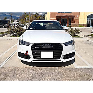 iJDMTOY Red Track Racing Style Tow Hook Ring Compatible with 2008-up Audi A4 A5 A6 A7 S4 S5 S6 S7, Made of Light Weight CNC Aluminum