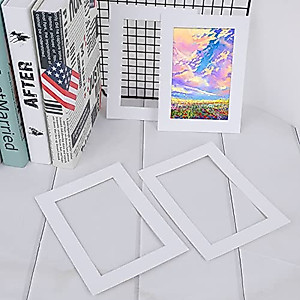 Abeillo 15 Pack White Pre-Cut 5x7 Picture Mat, Acid-Free, Frame Mattes for 4x6 Pictures Display Photo Frame Mat with Core Bevel Cut Mat Board Show Kit for Photos, Prints, Artworks