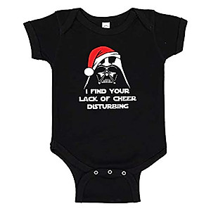 Southern Sisters Vader Baby Clothes Funny Parody Darth Romper I Find Your Lack Of Cheer Disturbing (Newborn)