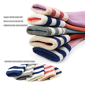 HowJoJo Boys Thick Fleece Socks Kids Winter Warm Thermal Crew Seamless Socks 5 Pack 3T/4T/5T