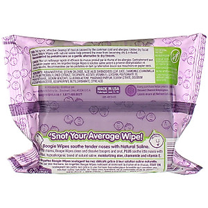 Boogie Gentle Saline Wipes for Little Noses, Great Grape 30 Each (Pack of 2)
