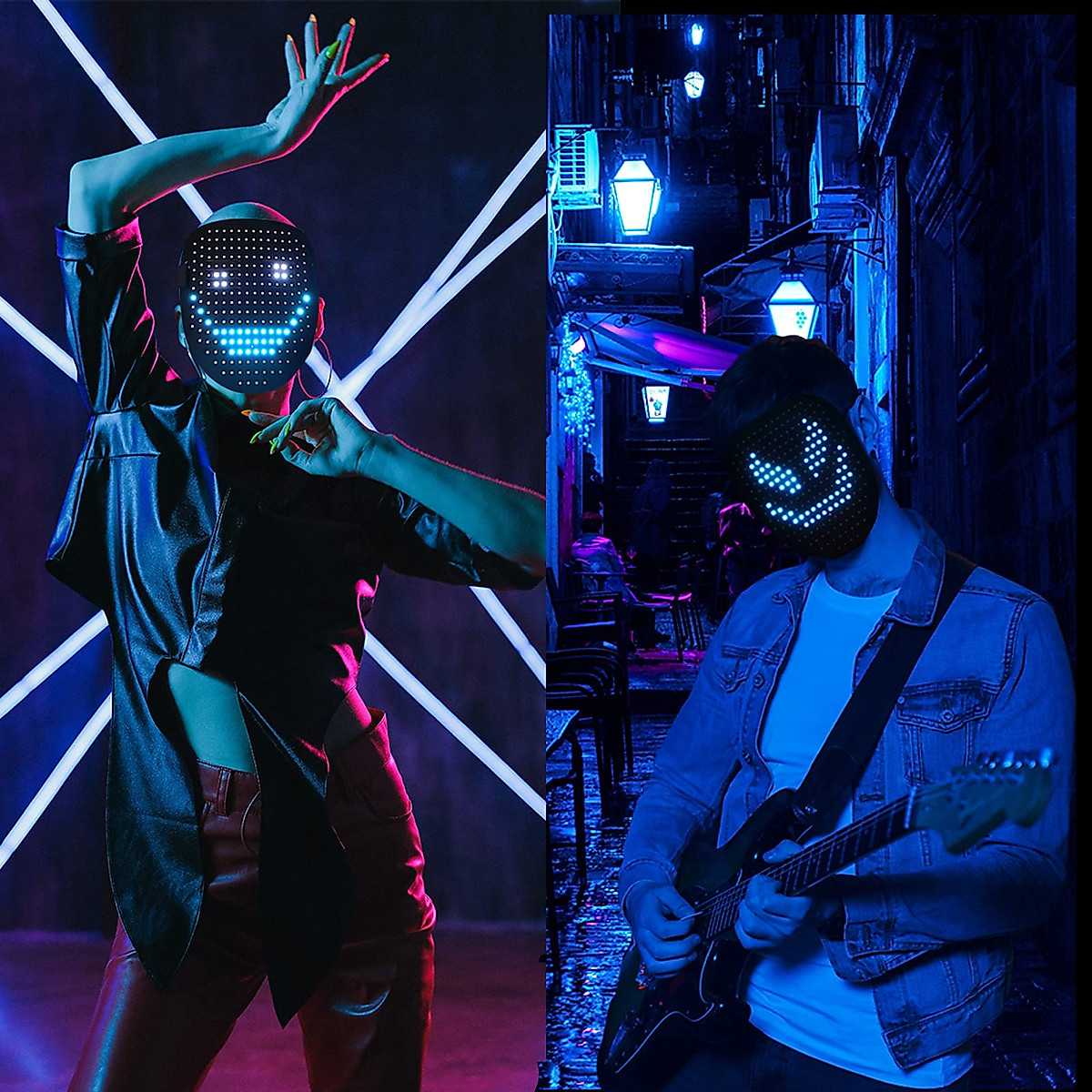 brookhaus Led Mask for Adult, Luminous Mask with 50 Patterns Dispaly, Led Face Mask for Masquerade DJ Cousume Party Halloween