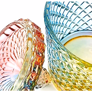 EWEIGEER Colorful Crystal Glass Candy Snack Barrel Storage Jar Embossed Luxury Cookie Buffet Canister With Lids Jewelry Box Jar Biscuit Containers