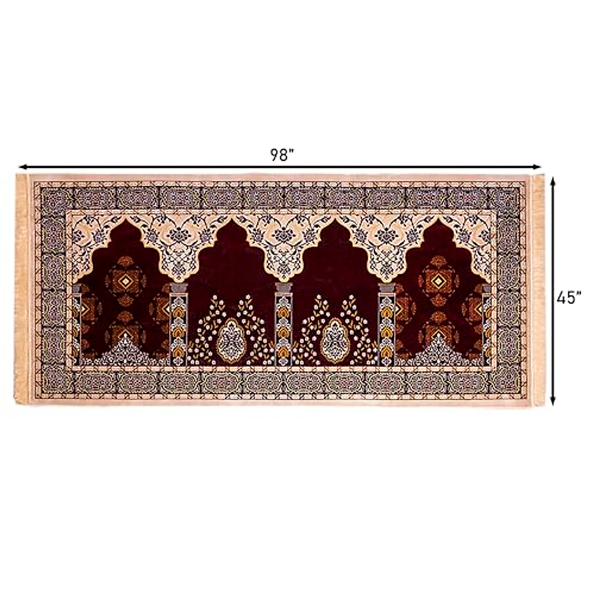 Modefa Turkish Islamic Prayer Rug - Multi Person Janamaz Sajada for Family or Mosque - Large Gathering & Group Praying Mat Carpet - 5 Person Imam Prayer Rug (Red/Multi #1)