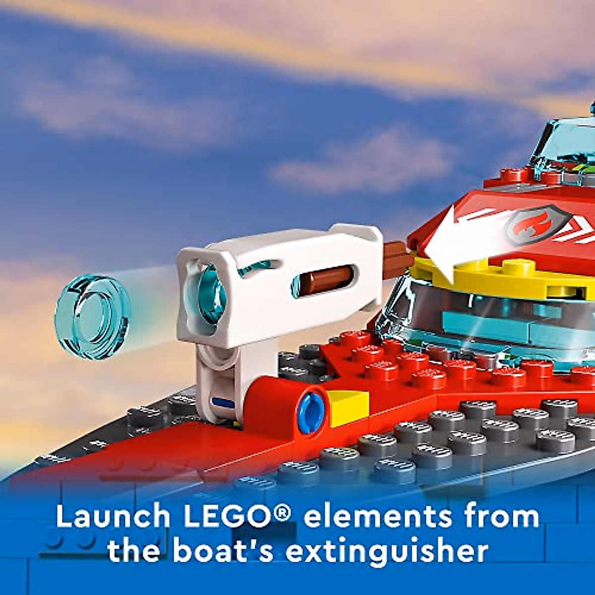 LEGO City Fire Rescue Boat 60373, Toy Floats on Water, with Jetpack, Dinghy and 3 Minifigures, Everyday Hero Toys for Kids, Boys and Girls Ages 5+