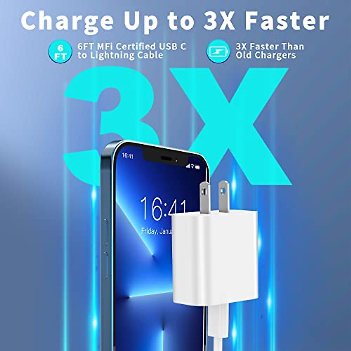 [Apple MFi Certified] iPhone 14 13 Fast Charger, MIRAREED 2 Pack 20W PD USB C Power Delivery Wall Charger with 6FT Type C to Lightning Quick Charge Sync Cord for iPhone 14 13 12 11 Pro/XS/XR/X/SE/iPad