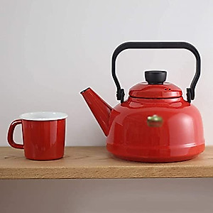 practical Teakettle Creative Tea Kettle Enamel Kettle Red Teapot Gas Induction Cooker Kettle Household Gas Kettle Teapot 2.3l /77.7oz Portable