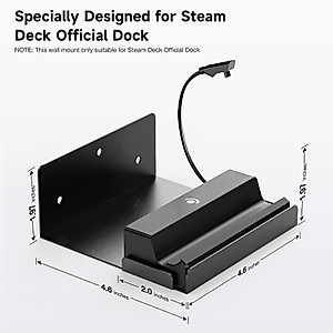 KUNSLUCK Wall Mount for Steam Deck Dock Official, Steam Deck Dock Wall Mount Stand, Mount Your Steam Deck on the wall or Near TV