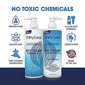 Biotin Hair Growth Shampoo And Conditioner For Women And Men With DHT Blockers, Shampoo and Conditioner For Thinning Hair and Hair Loss, Paraben Free, Sulfate Free, 16 oz. (473 ml) Bottles