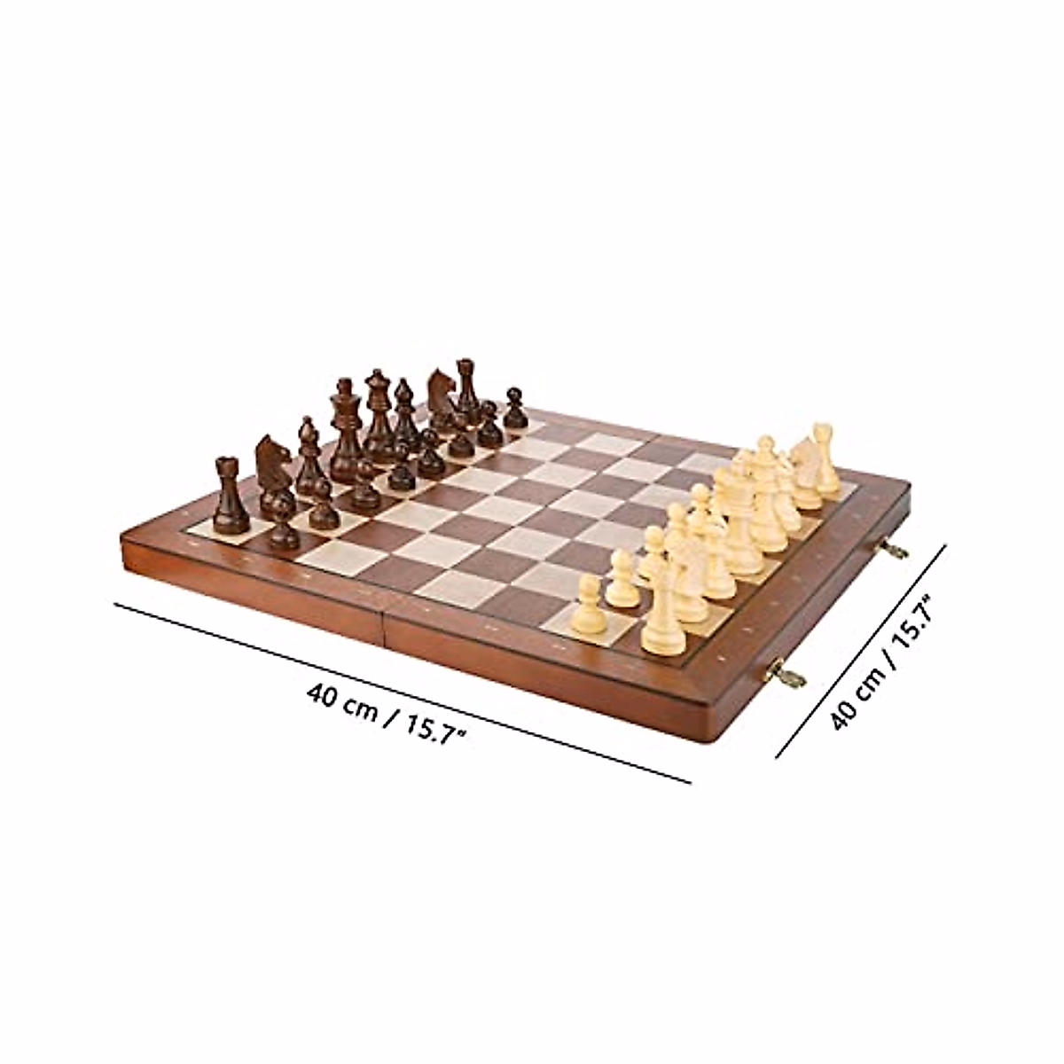 THPT High Class Wooden Chess Set, Magnetic Chess Pieces, Folding Chessboard, Universal Standard Board Game for All Ages, 40 x 40 cm Board Games (Color : Mahogany Material)