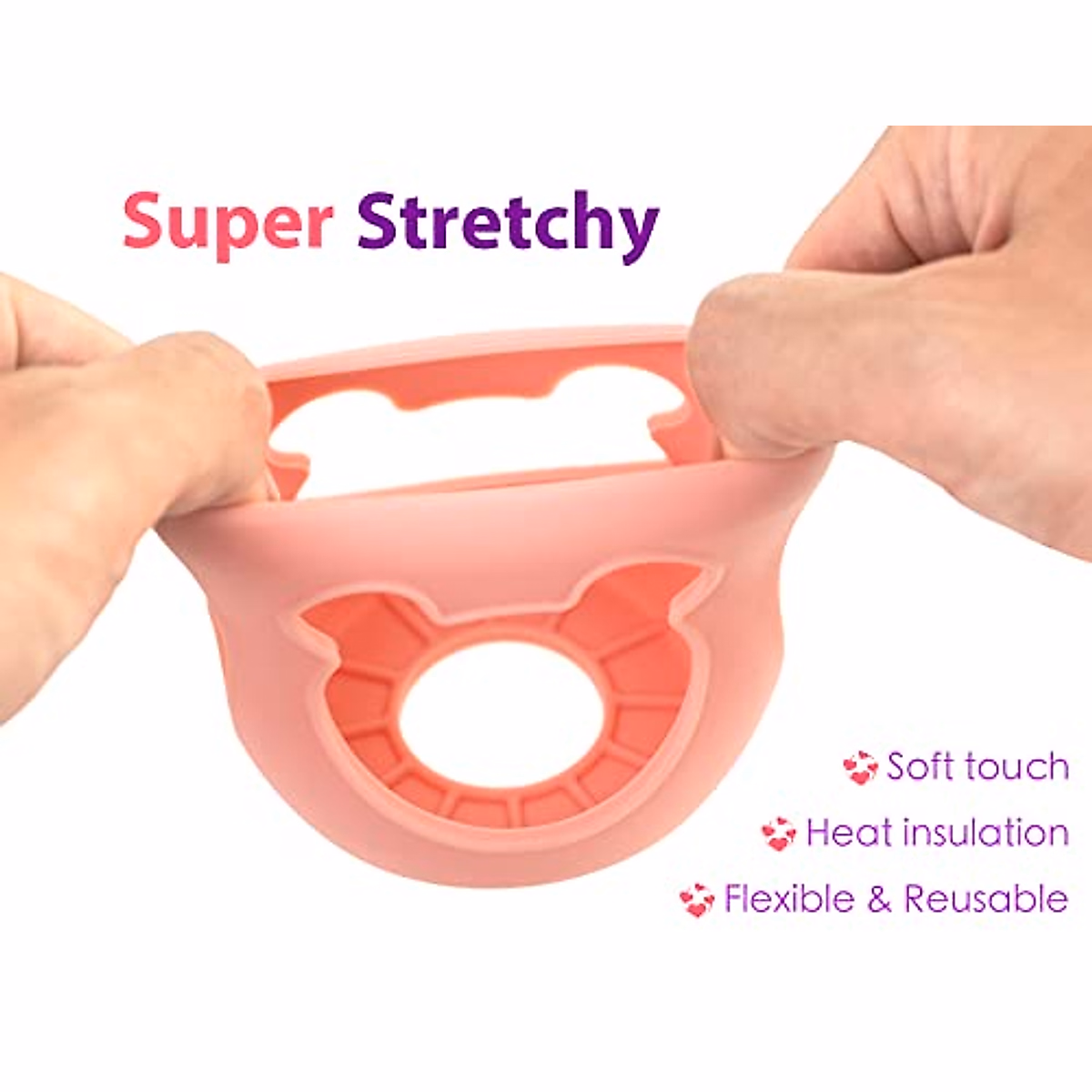 100% Silicone Baby Bottle Sleeves for Philips Avent Natural Glass Baby Bottles, Premium Food Grade Silicone Bottle Cover, Cute Bear Design, 4oz, Pack of 2 (Pink/Purple)